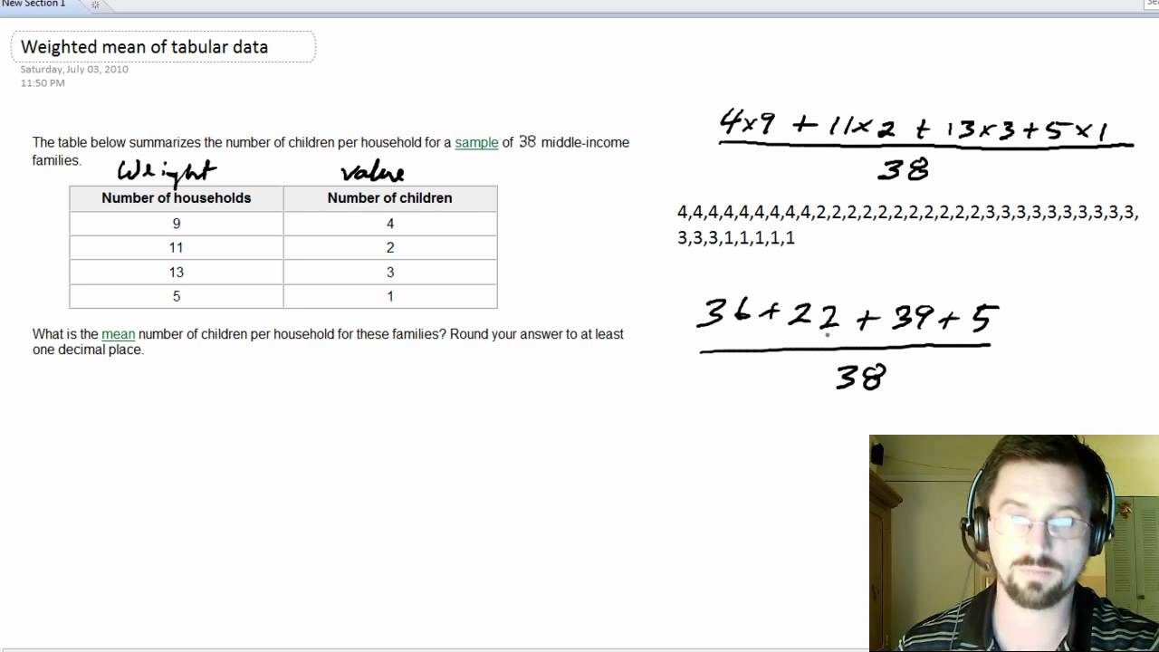 Weighted mean of tabular data short version.mp4 - YouTube