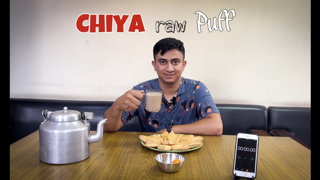 Challenge to myself || 5 minutes challenge || Chiya raw puff eating ...