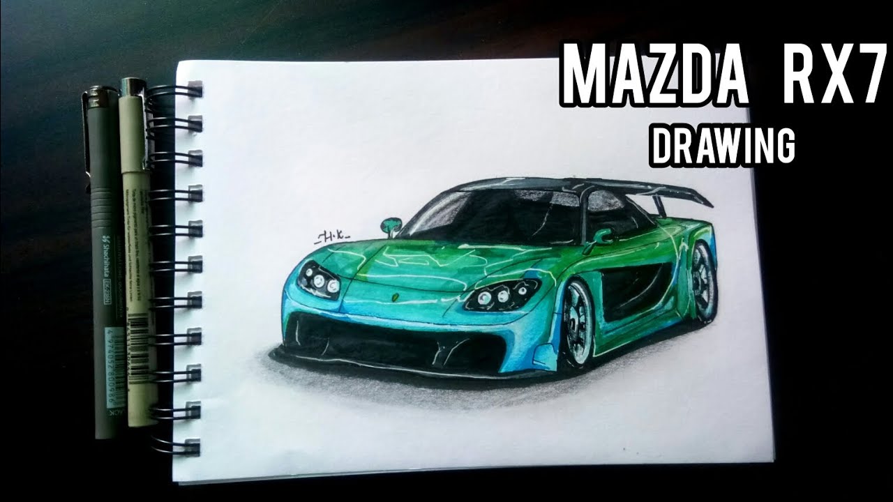Mazda Rx7 car drawing #art #mazda #drawing - YouTube