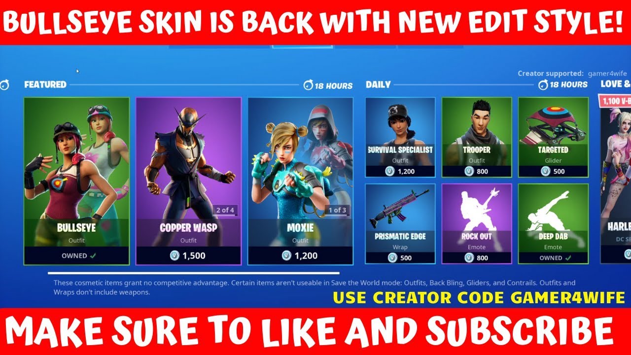 Bullseye Skin Back With New Style!! Fortnite Item Shop February 10 ...