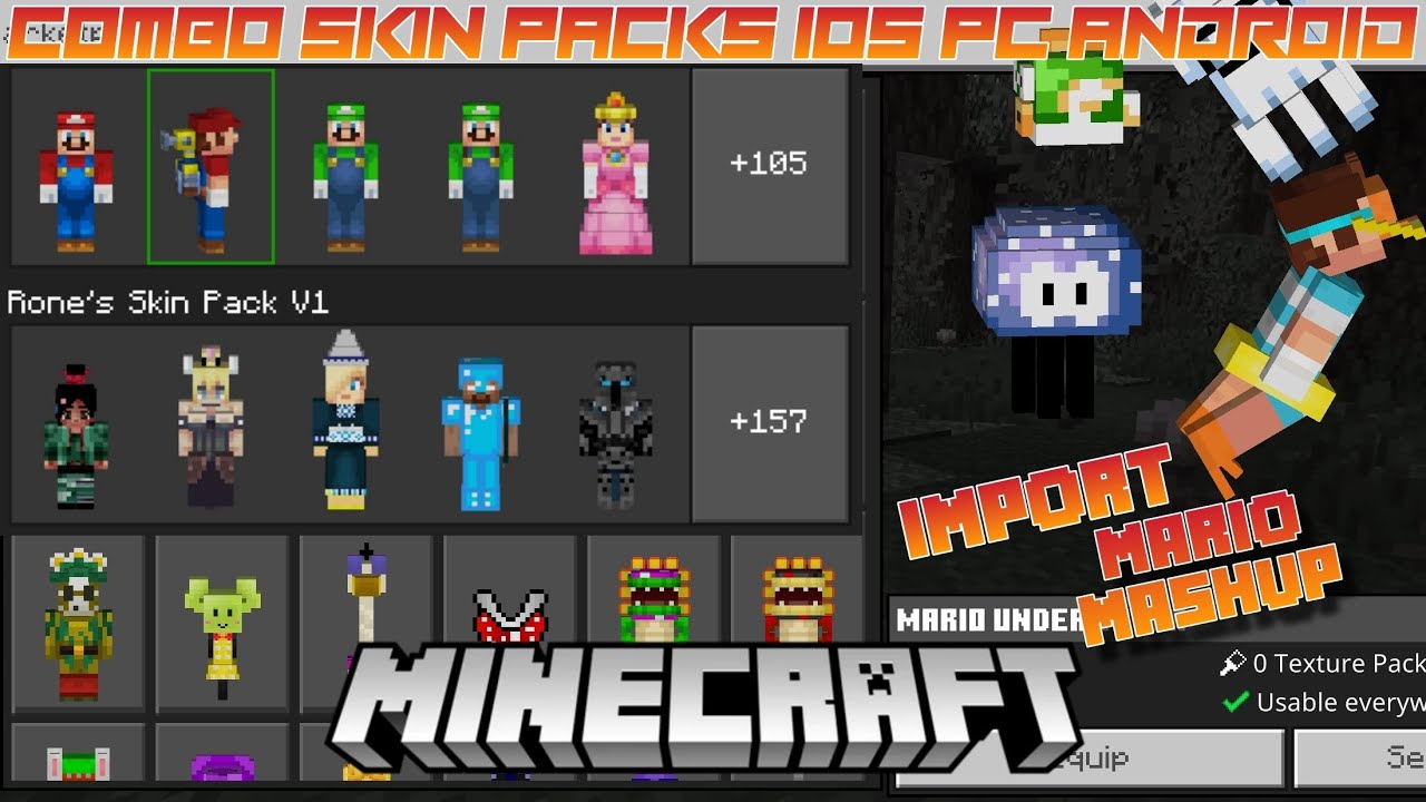 COMBO MARIO MASHUP + RONES 4D SKIN PACKS FOR iOS/PC/ANDROID - YouTube