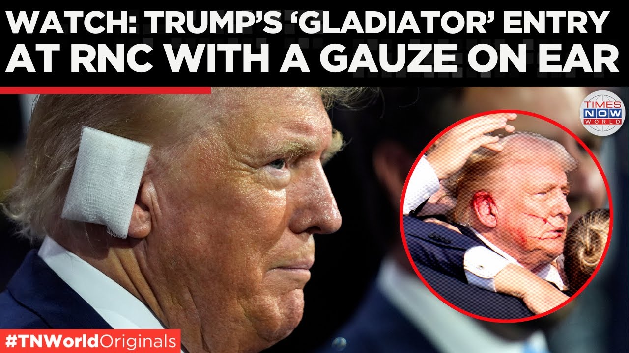 [FULL VIDEO] Trump Enters RNC Convention Hall With Gauze Covering His ...