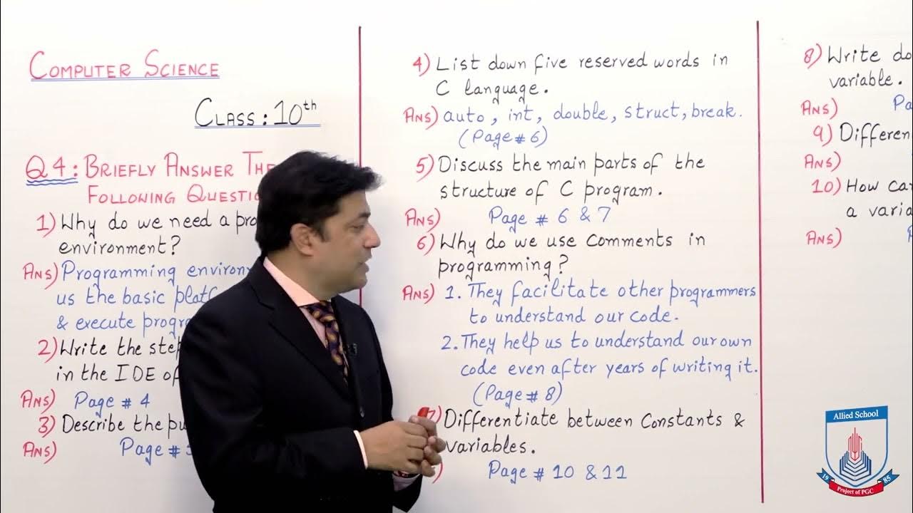 Class 10 - Computer Studies - Chapter 1 - Lecture 8 - Unit-01 Exercise: Q4 & Q5 - Allied Schools ...