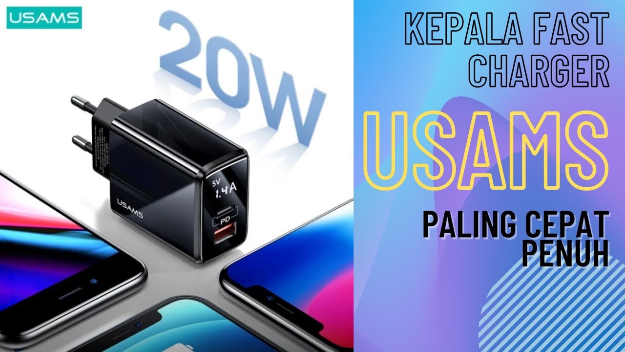 Review Adapter Charger Fast Charging USAMS T40 Digital PD 20W - YouTube