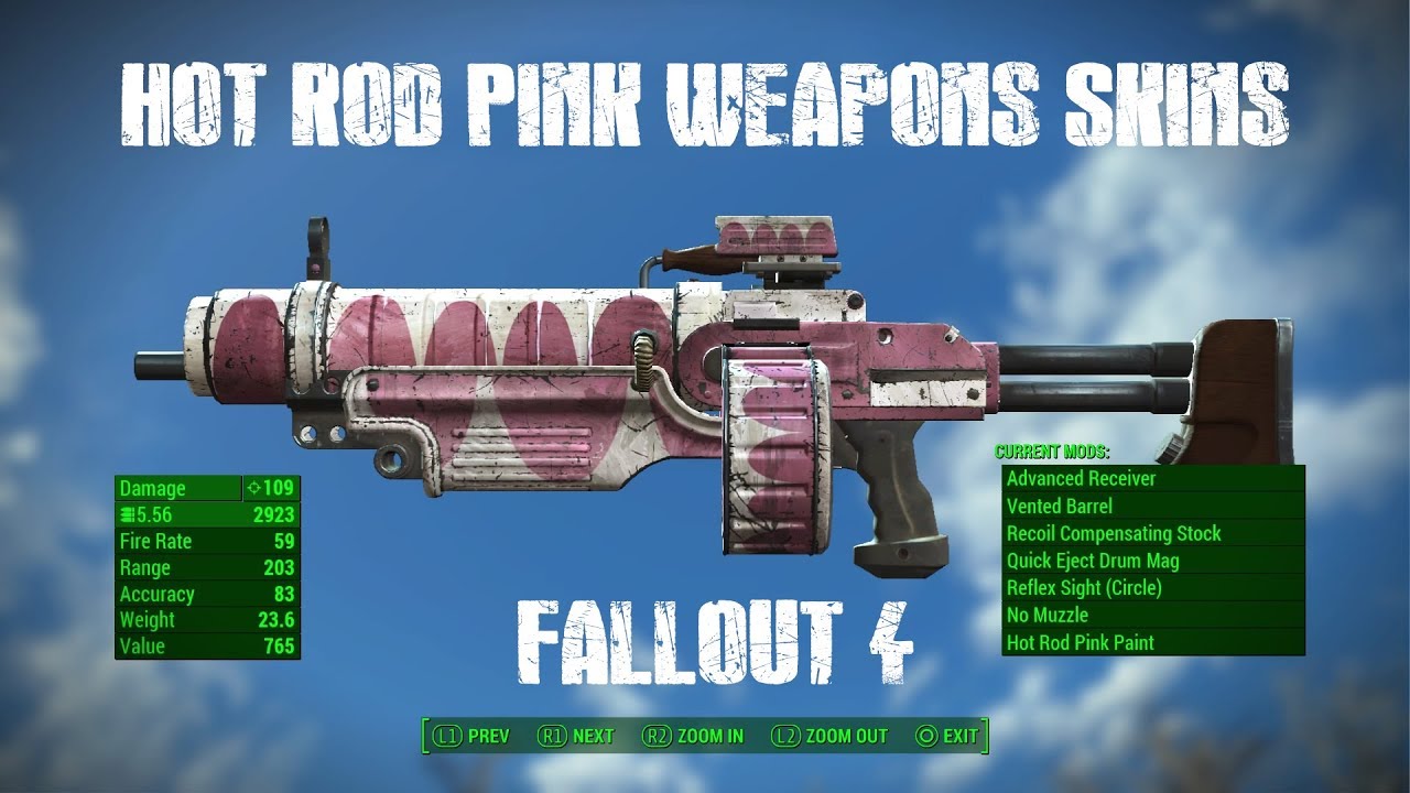 Hot Rod Pink Weapon Skins | Fallout 4 Creation Club - YouTube