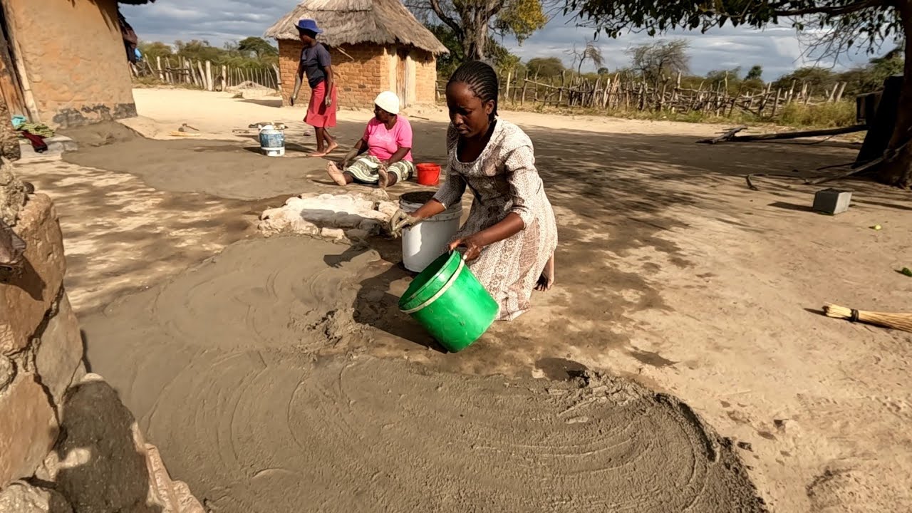 Zimbabwe Village life. Smoothening Our African Floor Using Stones and ...