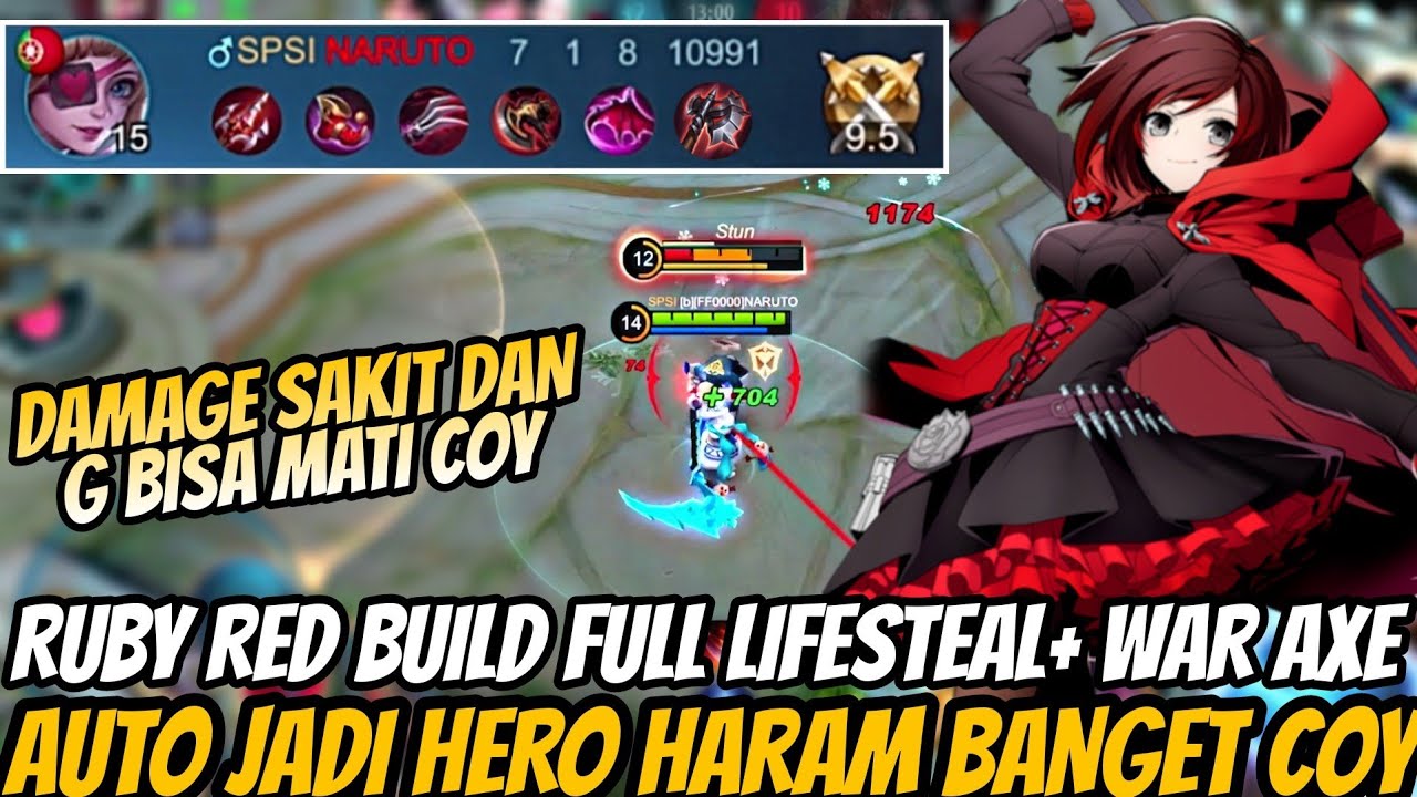RUBY BUILD MERAH FULL LIFESTEAL + WAR AXE BENER GILA COK!! G BISA MATI ...