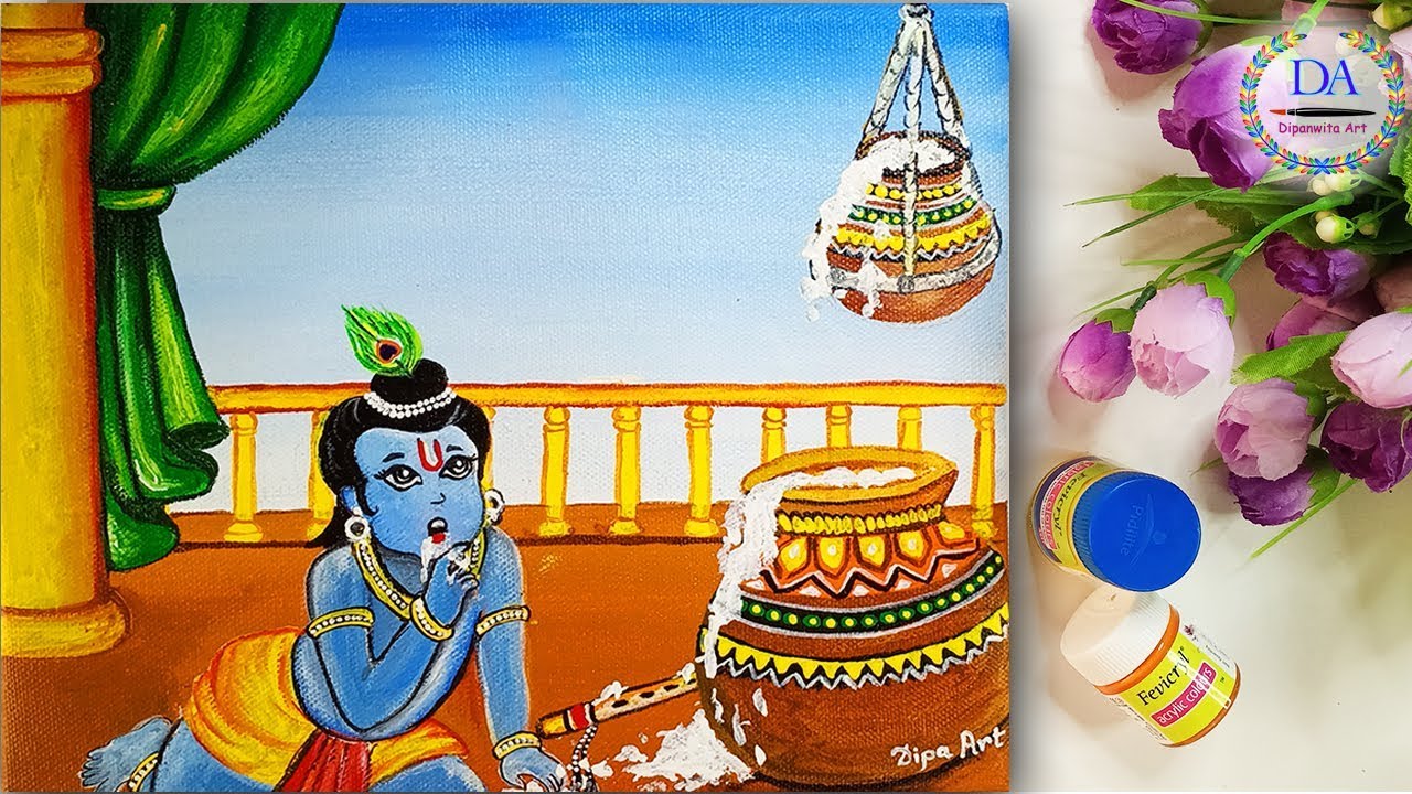 Janmashtami Painting | Gopal Painting | For Beginners in Acrylic ...