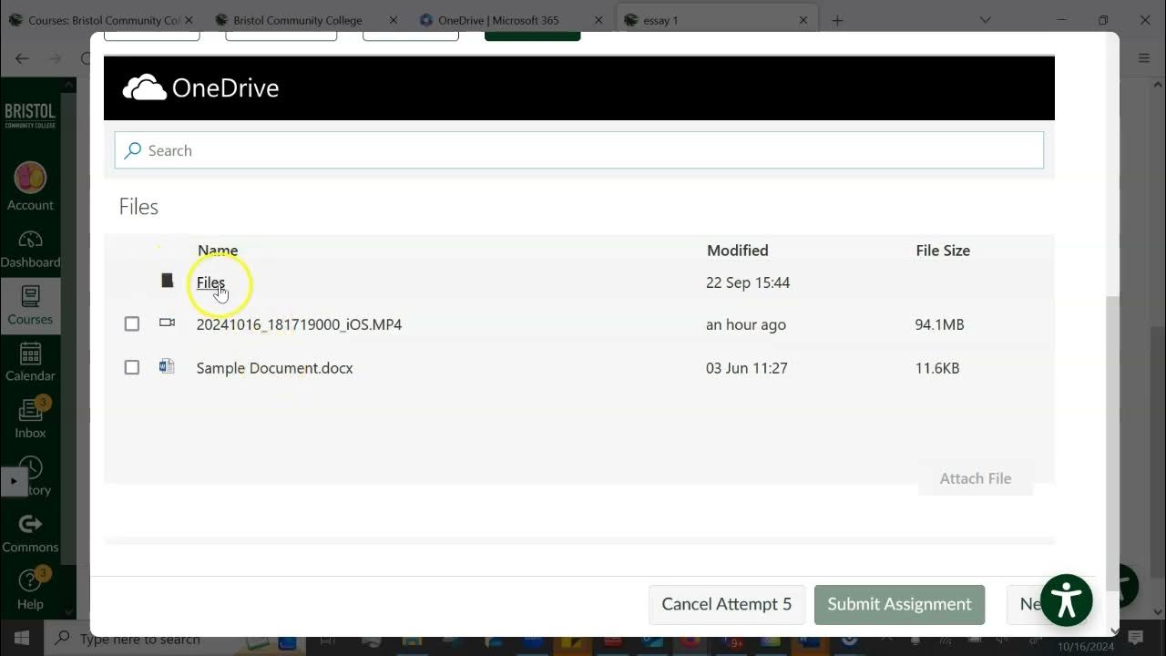 How to submit from your Microsoft 365 OneDrive to a Canvas Assignment from a computer - YouTube