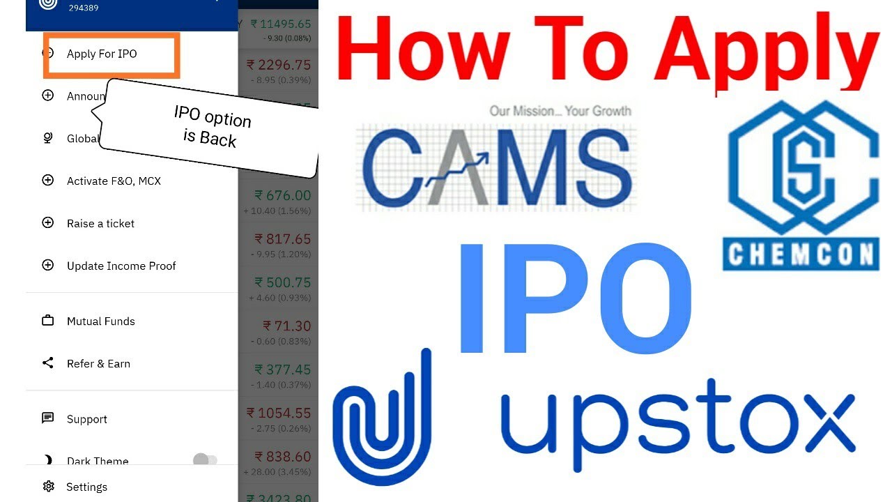 How To Apply For IPO in Upstox | Cams and Chemcon IPO | How to buy IPO ...