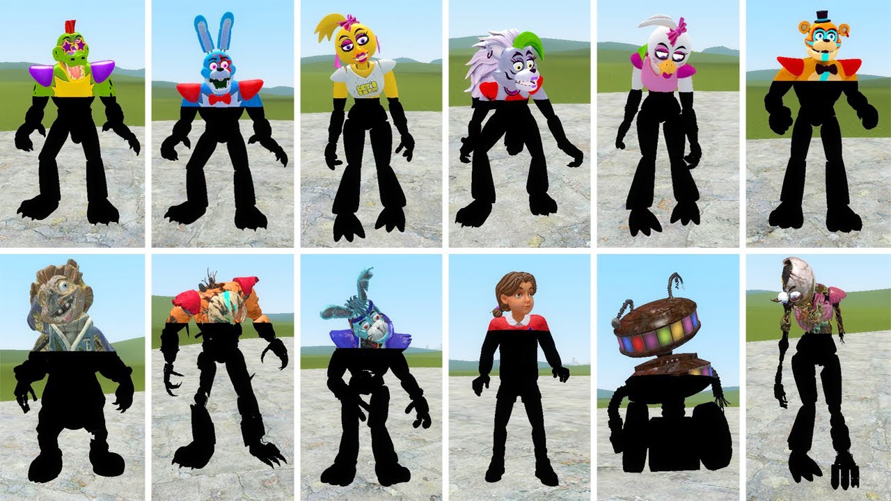 TURNING ALL RUIN DLC ANIMATRONICS VS ALL FNAF 1-9 SECURITY BREACH ...