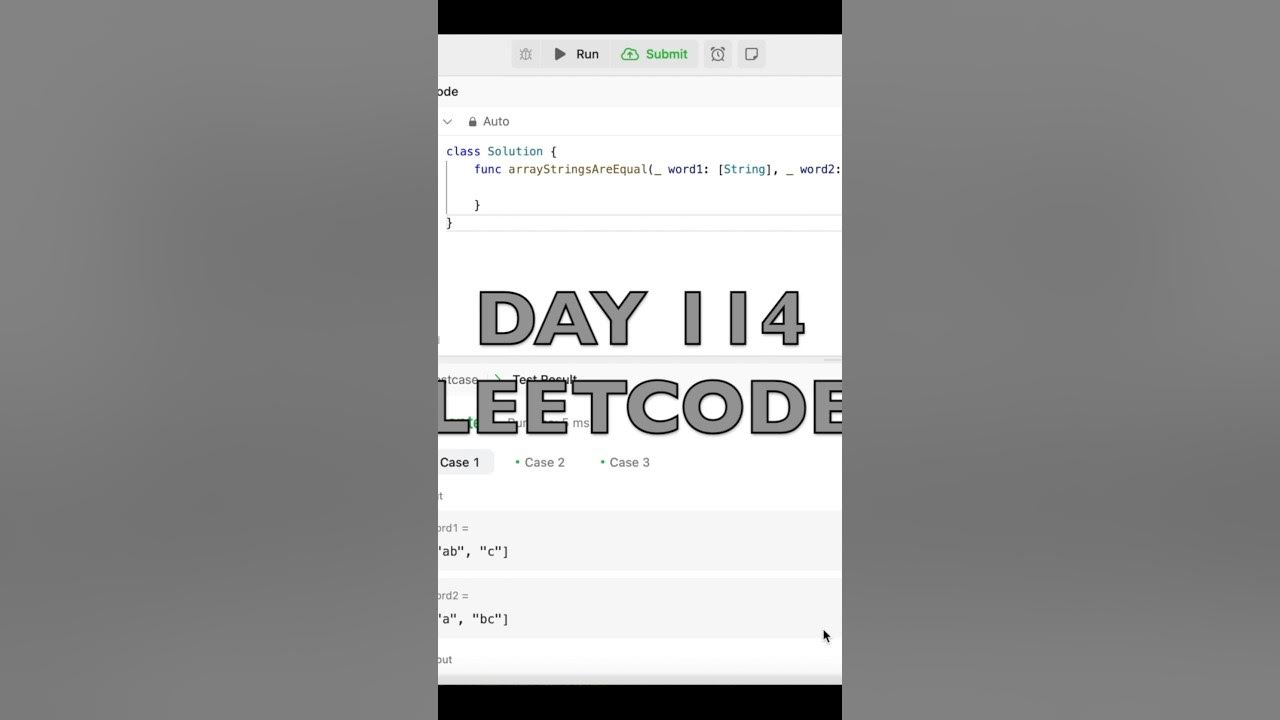Day114: LeetCode Problem 1662. - Swift #daily #challenge #swiftui #coding #FAANG - YouTube