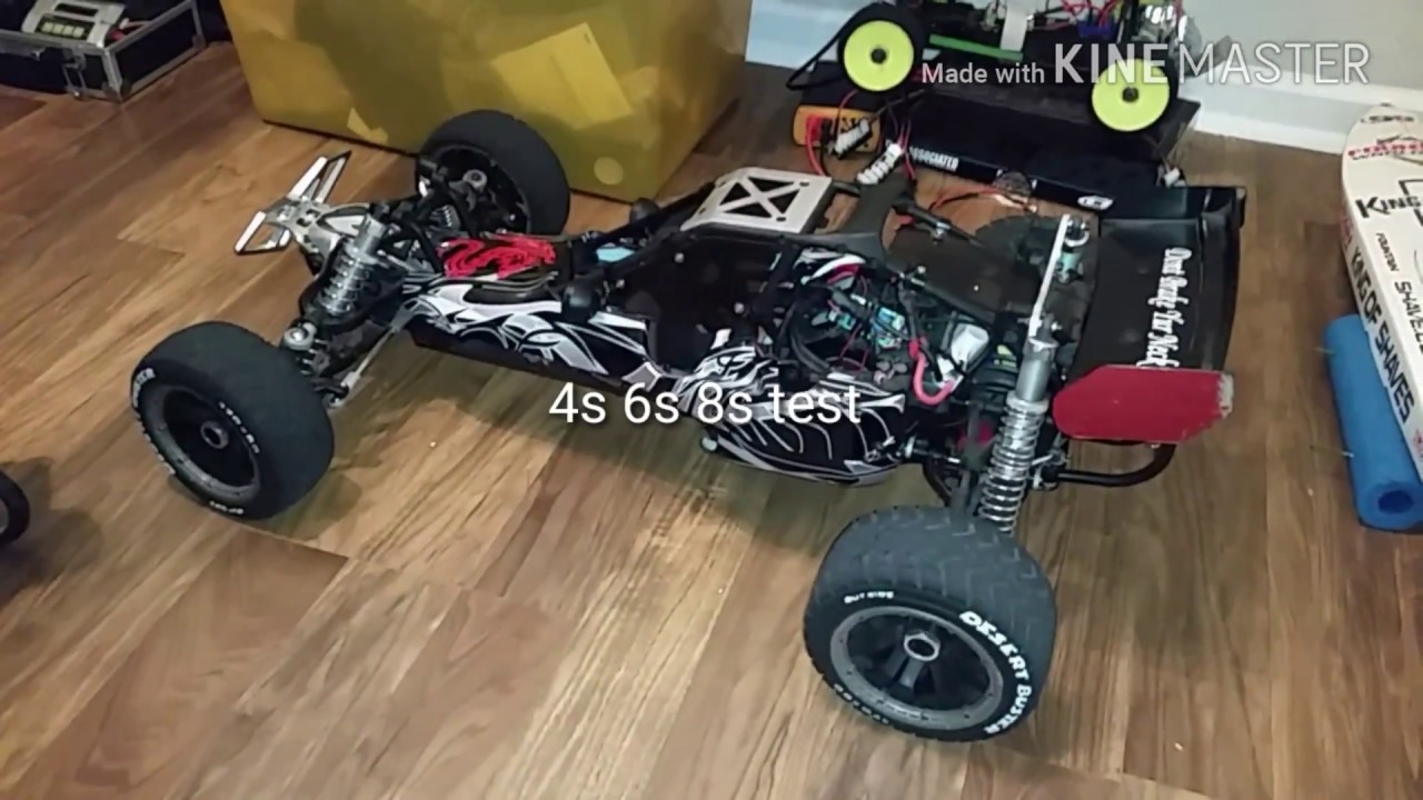 1/5 brushless Baja 5b 4s 6s 8s speed run stock gearing - YouTube