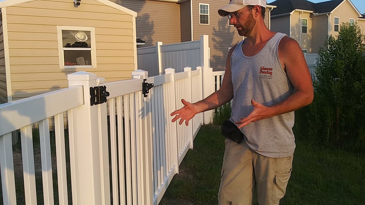 6ft tall privacy vinyl fence. Transitioning to 4ft tall on back line ...