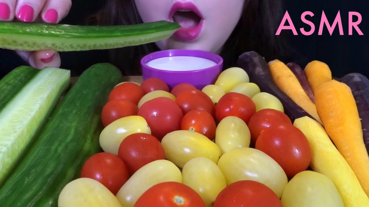 HEALTHY EATING ASMR Raw Veggie Platter - EXTREMELY SATISFYING Crunchy ...