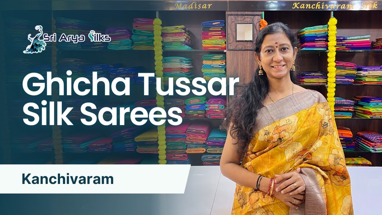 Tussar Ghicha Silk Sarees - Sri Arya Silks - YouTube