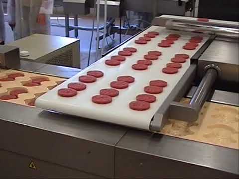 GEA Burgers Line/ Forming- Loading & Packaging in Tray - YouTube