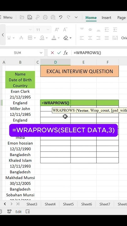 Wraprows function in excel #excel#wraprows - YouTube