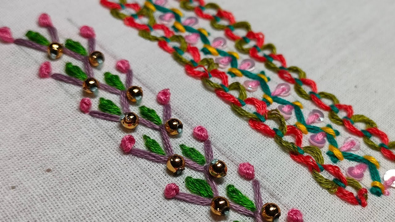 most beautiful border embroidery tutorial || my dream handcrafts - YouTube