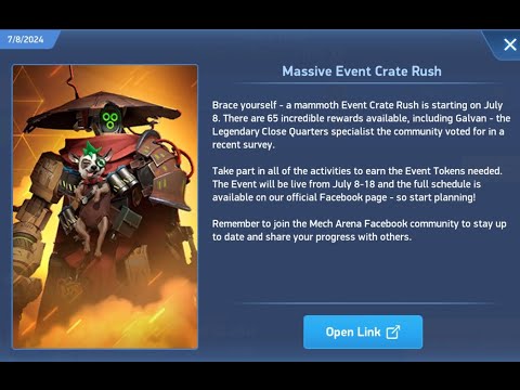 Latest Mega Crate Rush Event 🤩🤩 - Get Free Galvan Pilot - Mech Arena ...