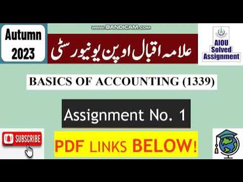 ⏩ AIOU Code 1339 Solved Assignment No.1 Autumn 2023 |Subject: Basics of Accounting |Level: FA/ I ...