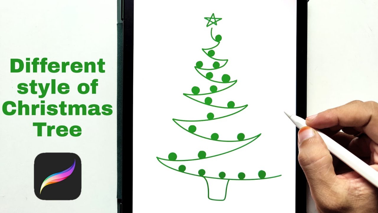 Christmas Tree Drawing Easy In Procreate - YouTube