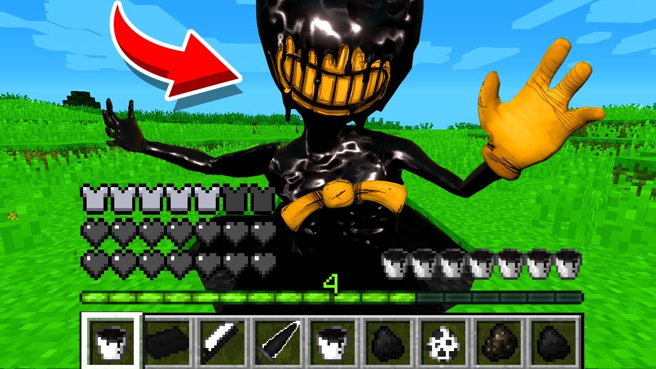 How to play BENDY in Minecraft! Cursed LUCKY ink machine! Battle NOOB ...