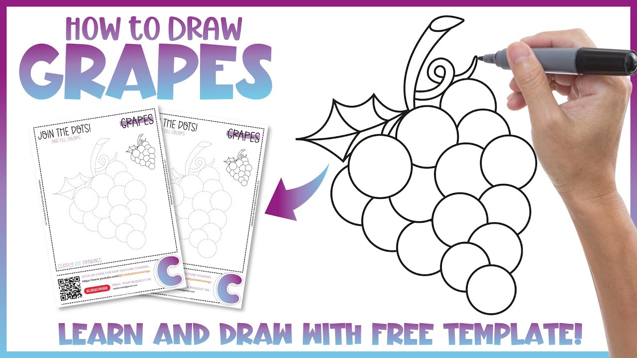 How to Draw Grapes - Grapes Drawing - Free Dot to Dot 🍇 Connect the ...