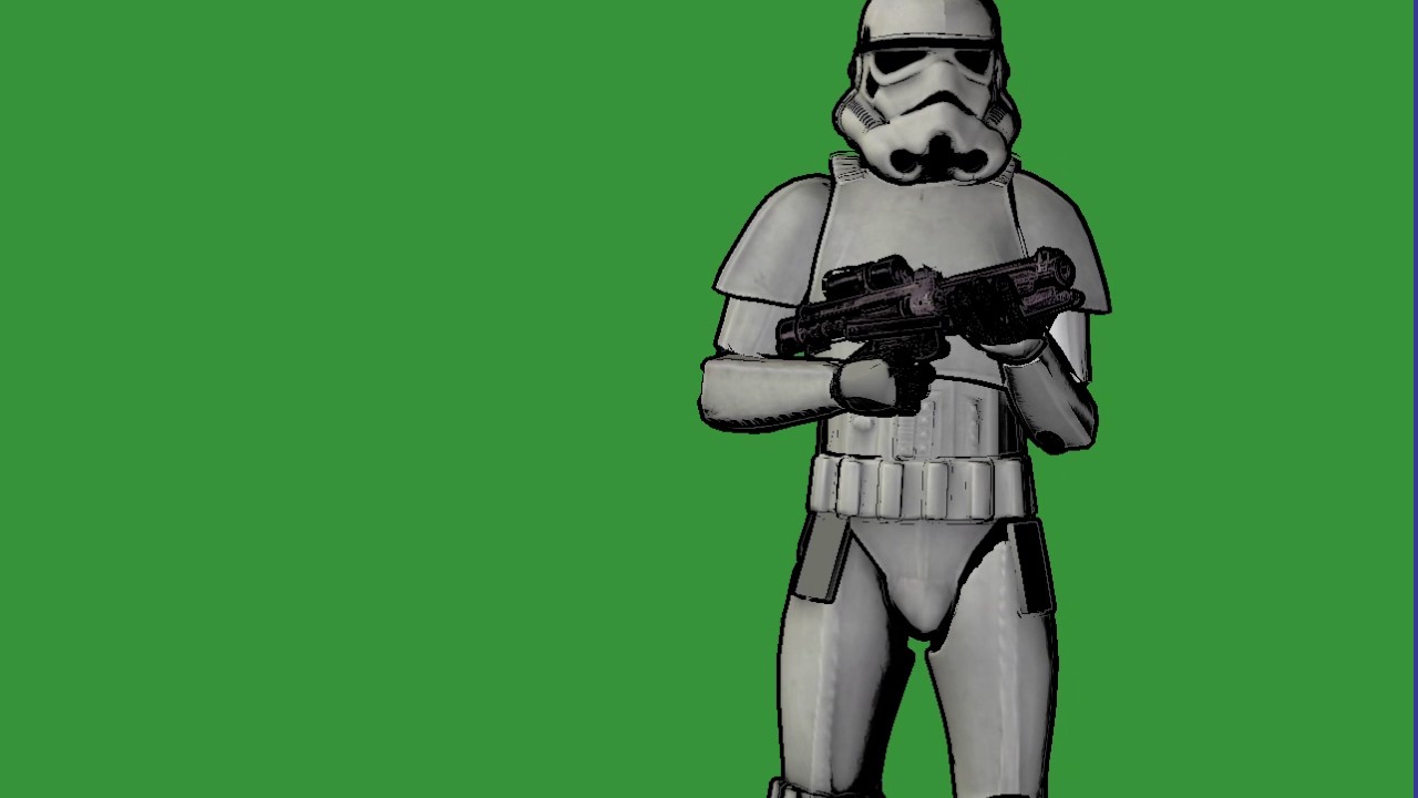 cartoon render stormtrooper idle anim greenscreen - YouTube