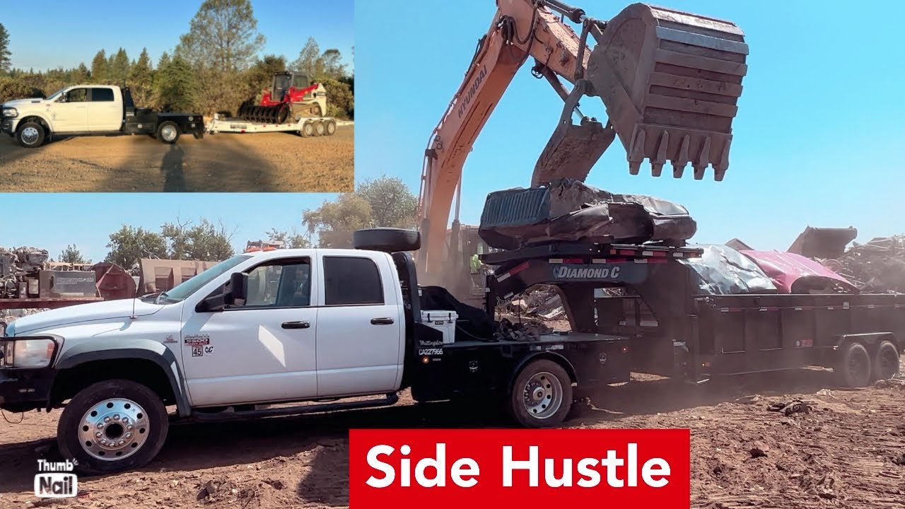 Hauled off some junk trucks and hauling a skid steer - YouTube