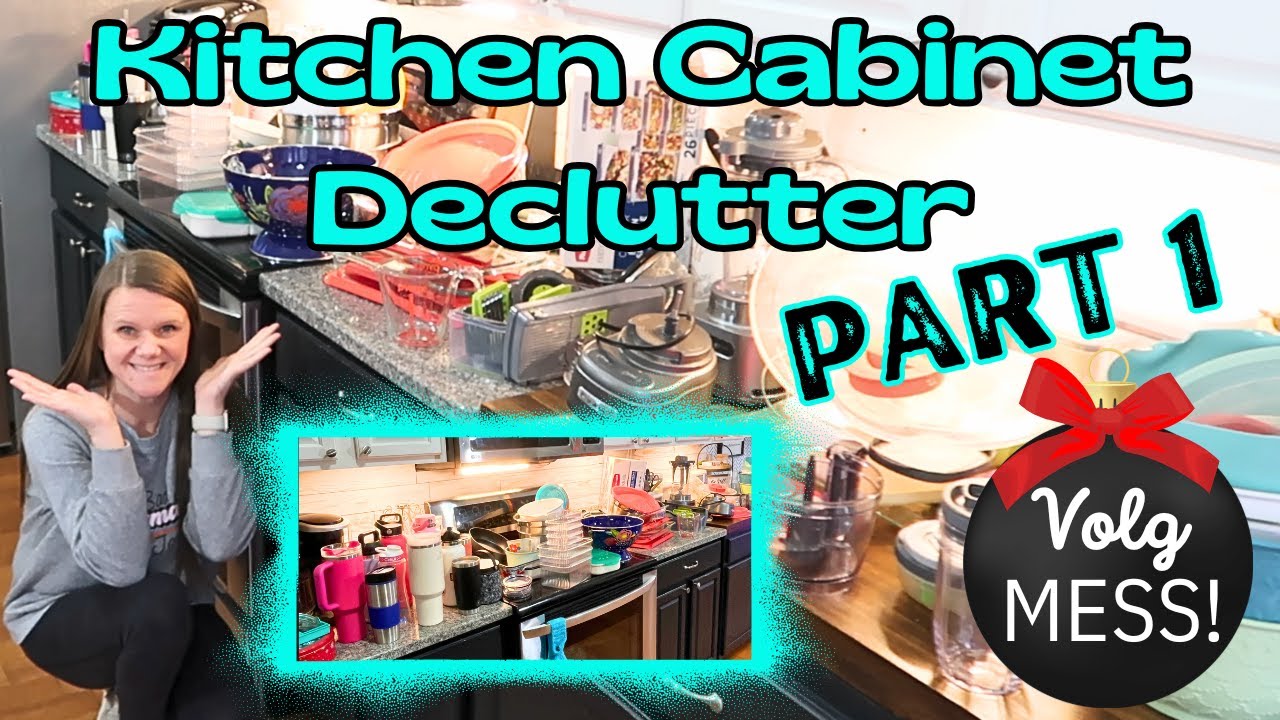 KITCHEN CABINET DECLUTTER PART 1! OVERWHELMED & READY TO QUIT BEFORE I EVEN GET STARTED - YouTube