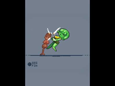 Pixel art slime girl Basic Attack! #pixelart #animation #gamedev #slimegirl #monsterdesign