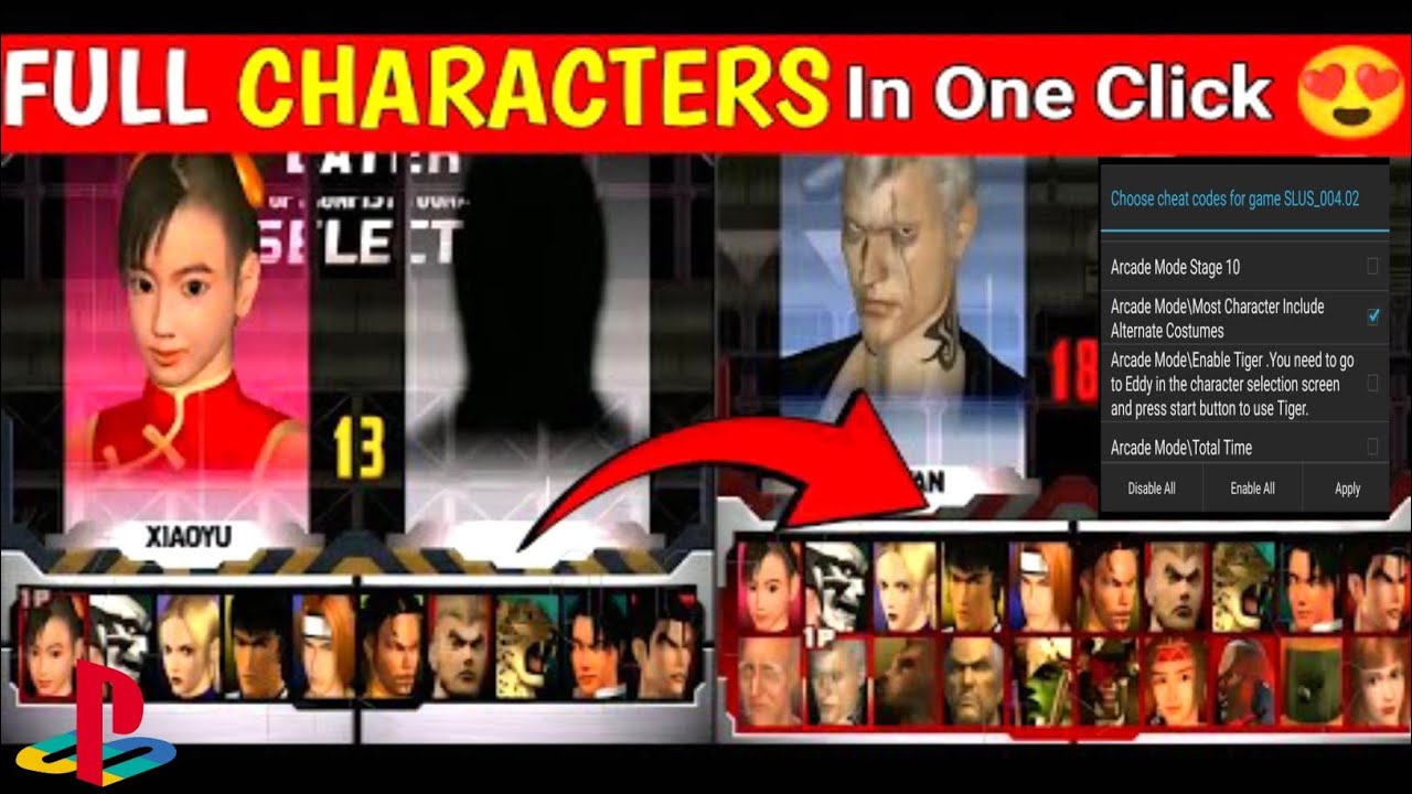 Tekken 3 All Players Unlock 🔓 Cheat Code 😱 How To Unlock All 9912