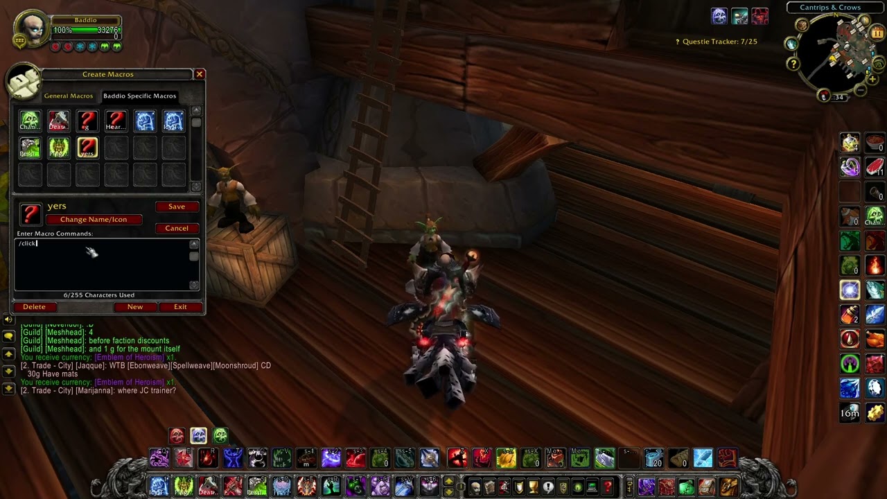 Macro to click yes (exchange emblems fast) - WoW WotLK Classic - YouTube