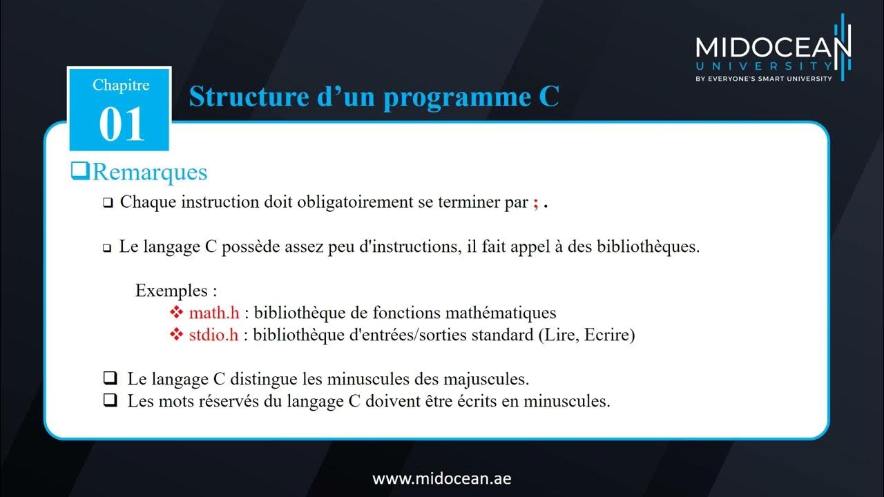 Introduction à la Programmation_le cours1_ Eléments de base du langage C_Midocean University ...