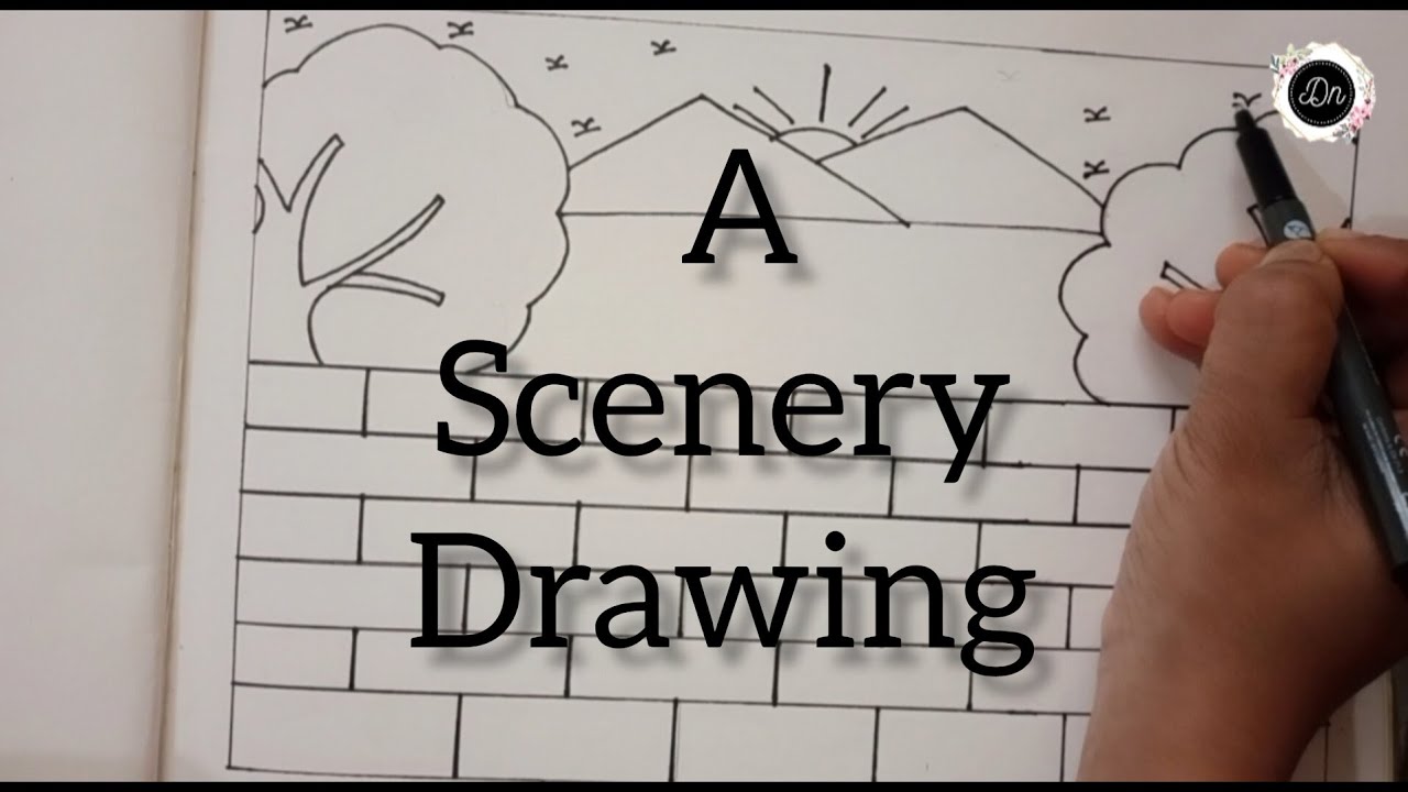 How to draw a scenery|Learn to draw a scenery for beginners - YouTube