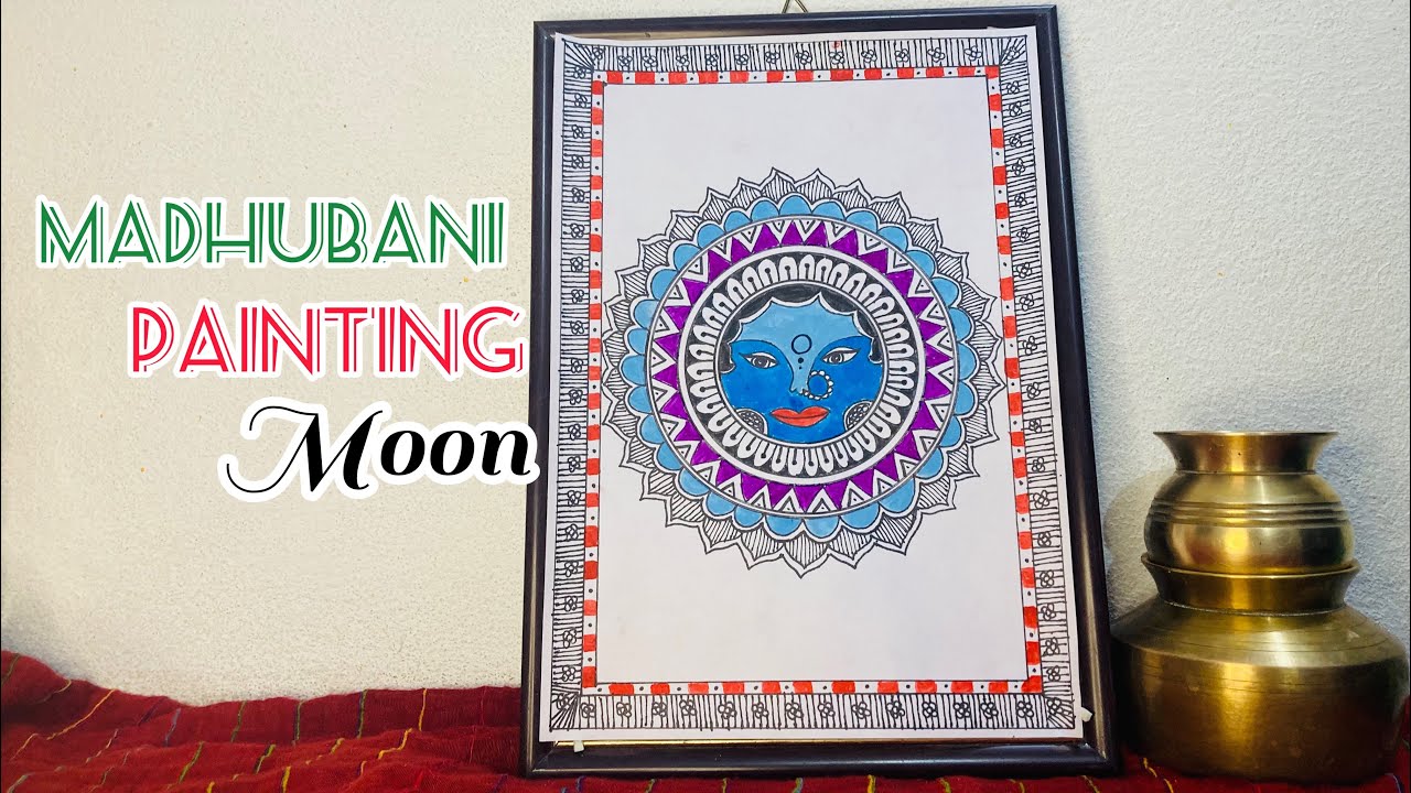 Madhubani painting moon || how to draw Mithila moon || Mithila Chand || Madhubani Chand drawing ...