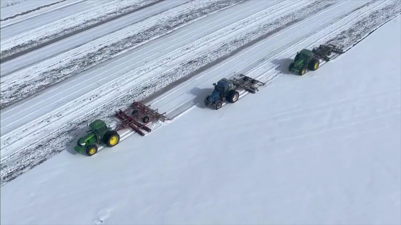 Breaking snow before actual spring plowing in NW China's Xinjiang - YouTube