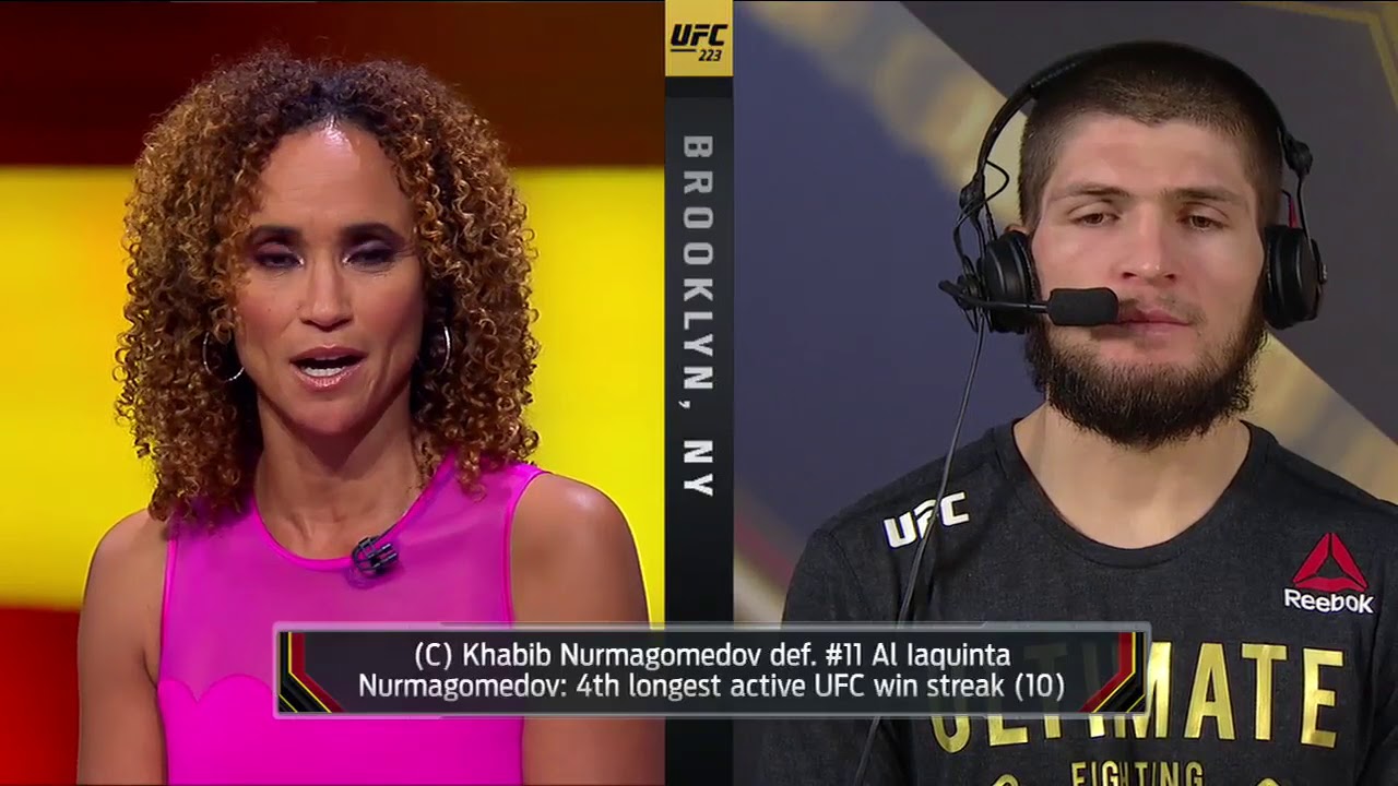 Khabib Nurmagomedov talks to the UFC on FOX crew - INTERVIEW - UFC 223 ...