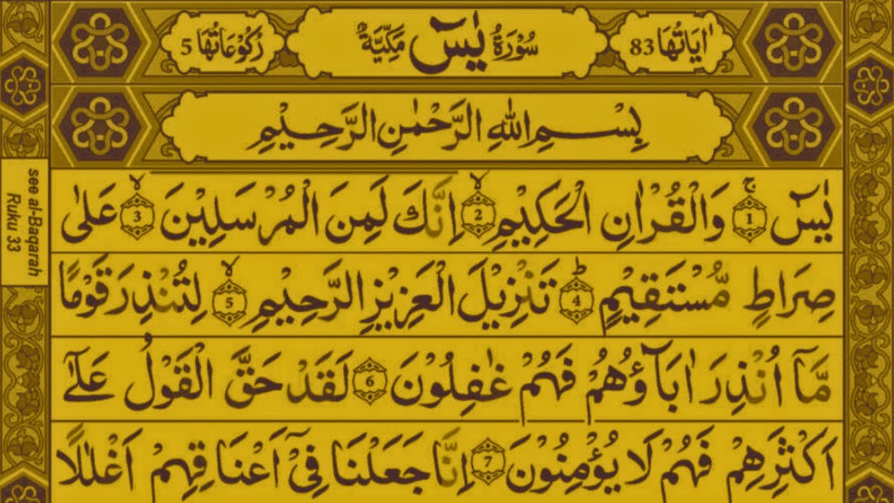Surah Al-Yasin سورة ياسن (Yasin) Is One Of The Most Revered Chapters In ...