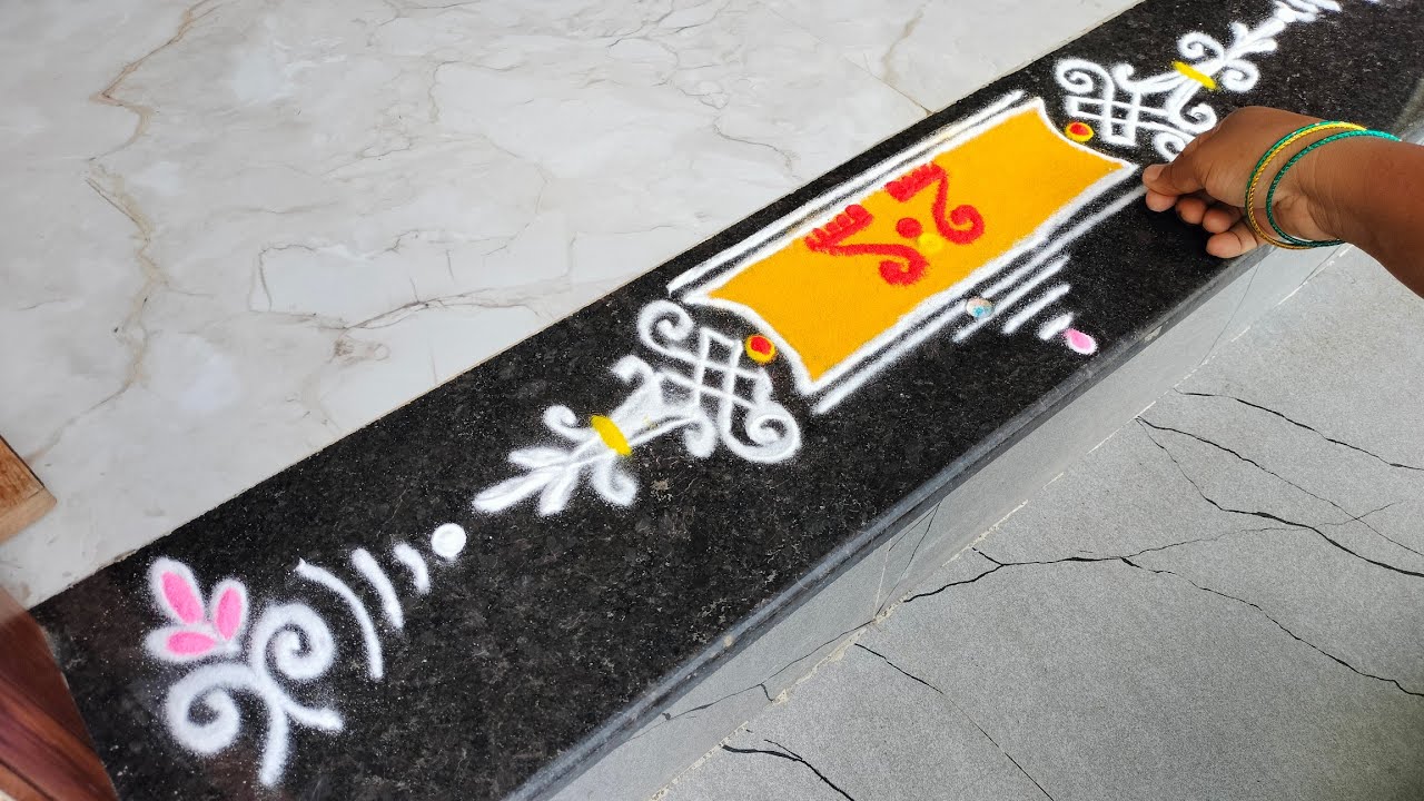 Easy border rangoli designs 🧡 Doorstep kolam Muggulu rangoli ️ Main ...