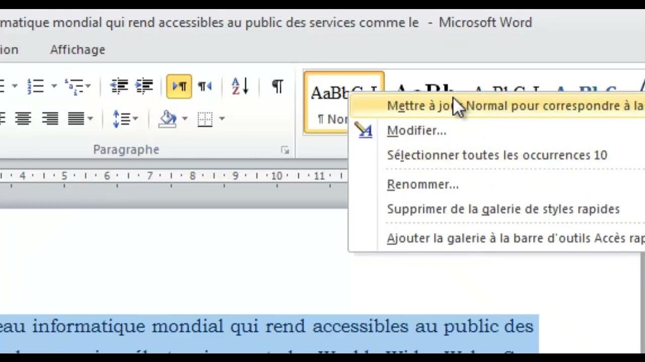 comment utiliser les styles de Microsoft office Word#onglet accueil ( style ) - YouTube