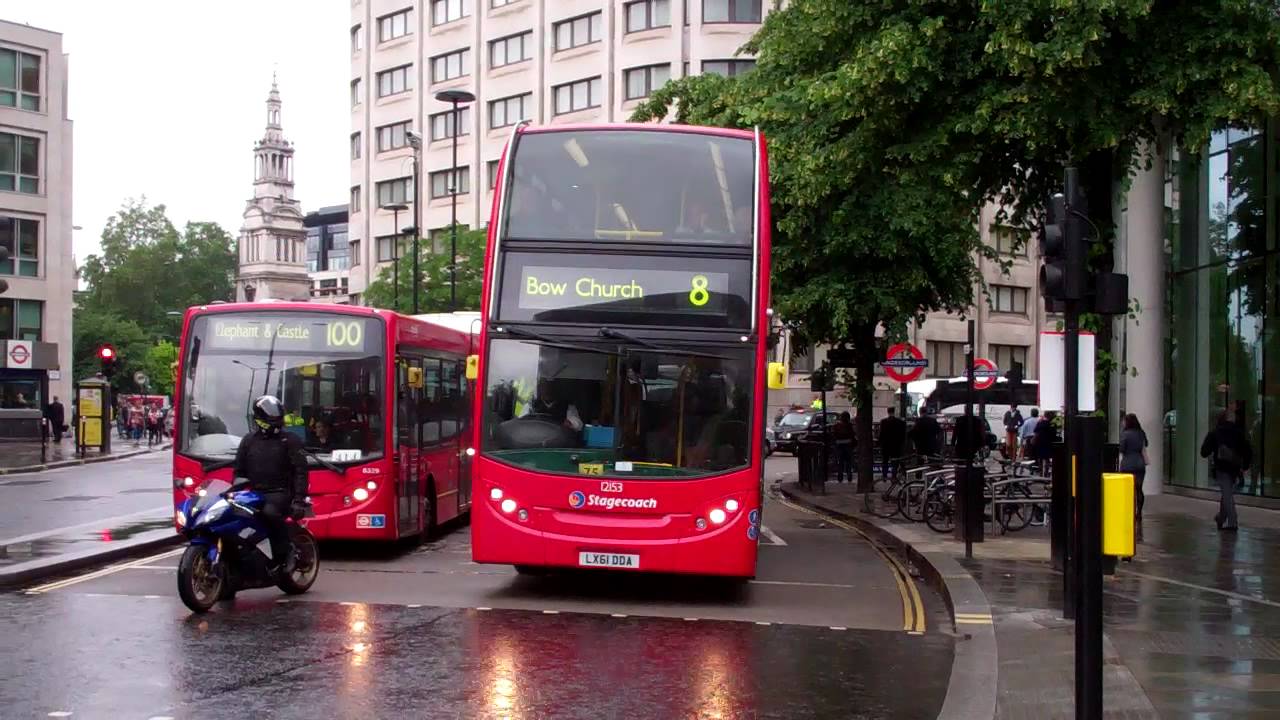Stagecoach London Route 8 12153 LX61DDA Enviro400 Hybrid - YouTube