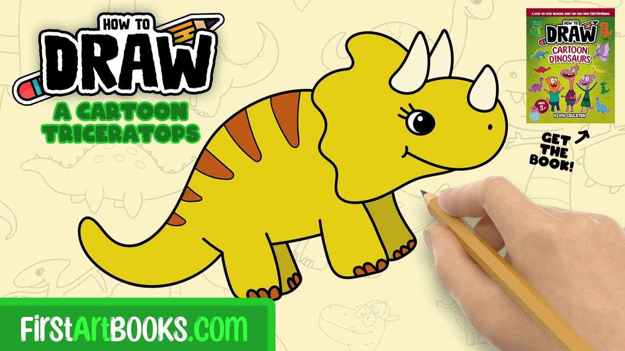How To Draw A Cartoon Triceratops Dinosaur 🦖 Step-by-Step Drawing ...