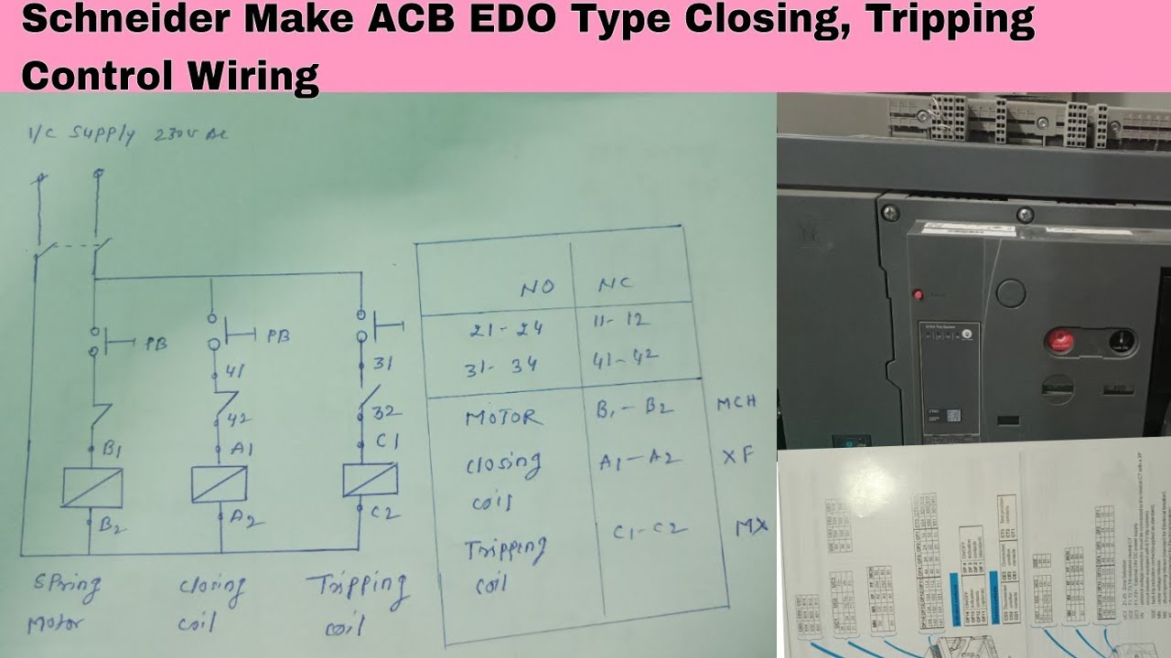 Schneider Make ACB (EDO Type) Closing, Tripping Control Wiring Drawing ...