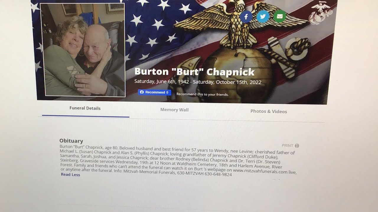Burton “Burt” Chapnick funeral - YouTube