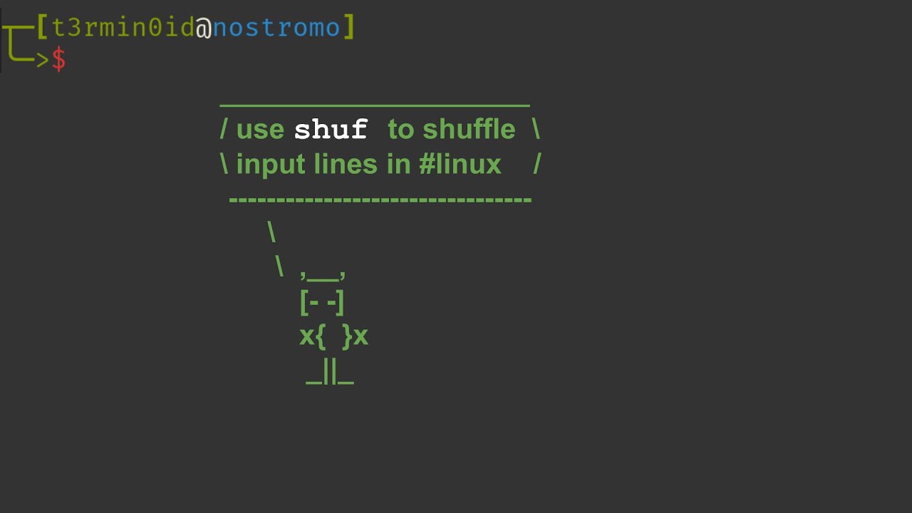 use shuf to shuffle input lines in #linux - YouTube