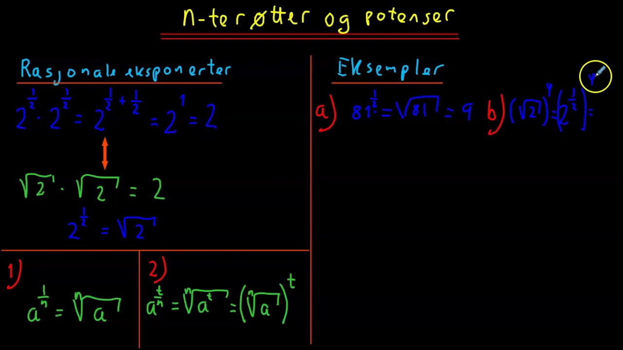 N-terøtter og potenser med rasjonale eksponenter - YouTube