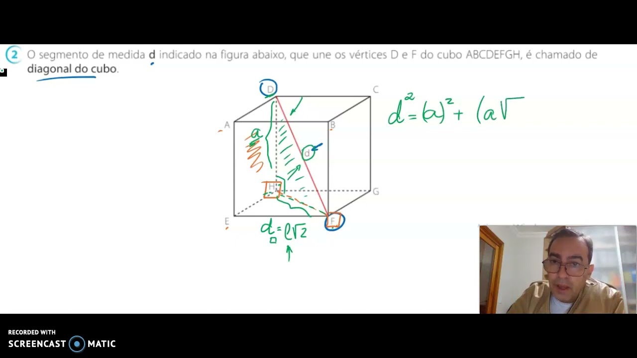 Descobrindo fórmula (expressão) da diagonal do cubo - YouTube