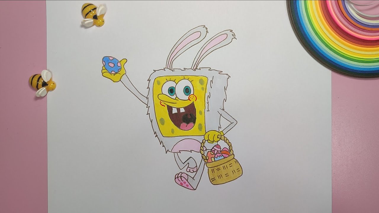 Drawing and Coloring Easter Bunny Spongebob - YouTube